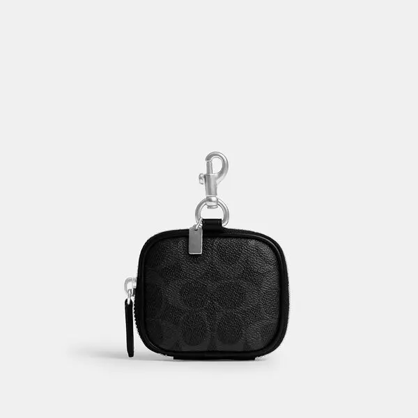 Coach Clip On Pouch In Signature Canvas - Black Signature